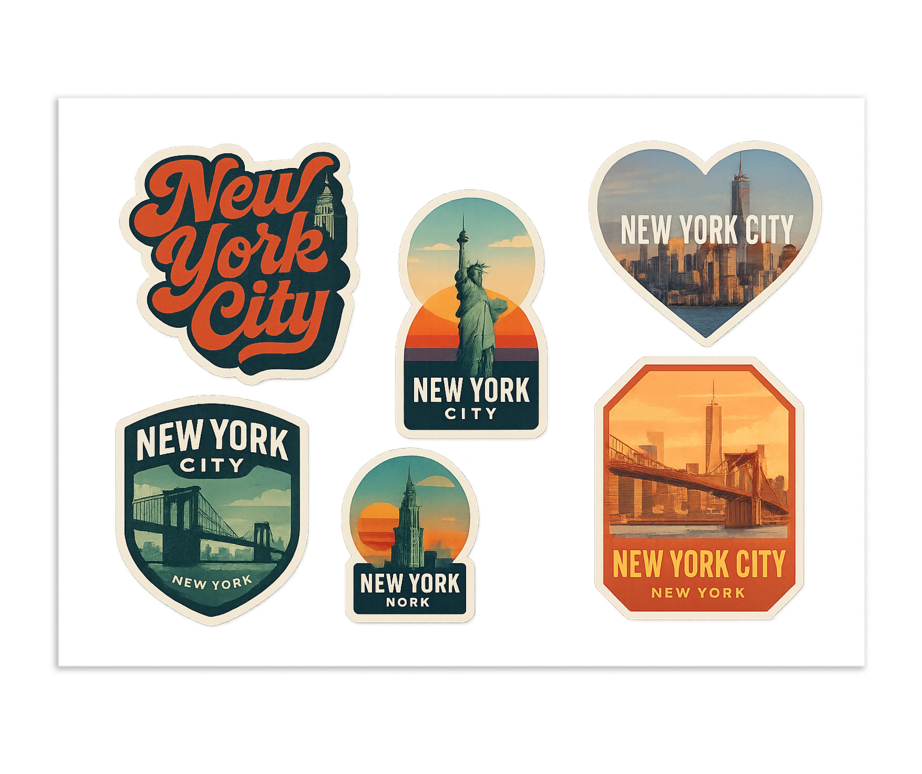 NYC Landmark Sticker Sheet – Vintage Travel Decals, 6-pack - Etsy