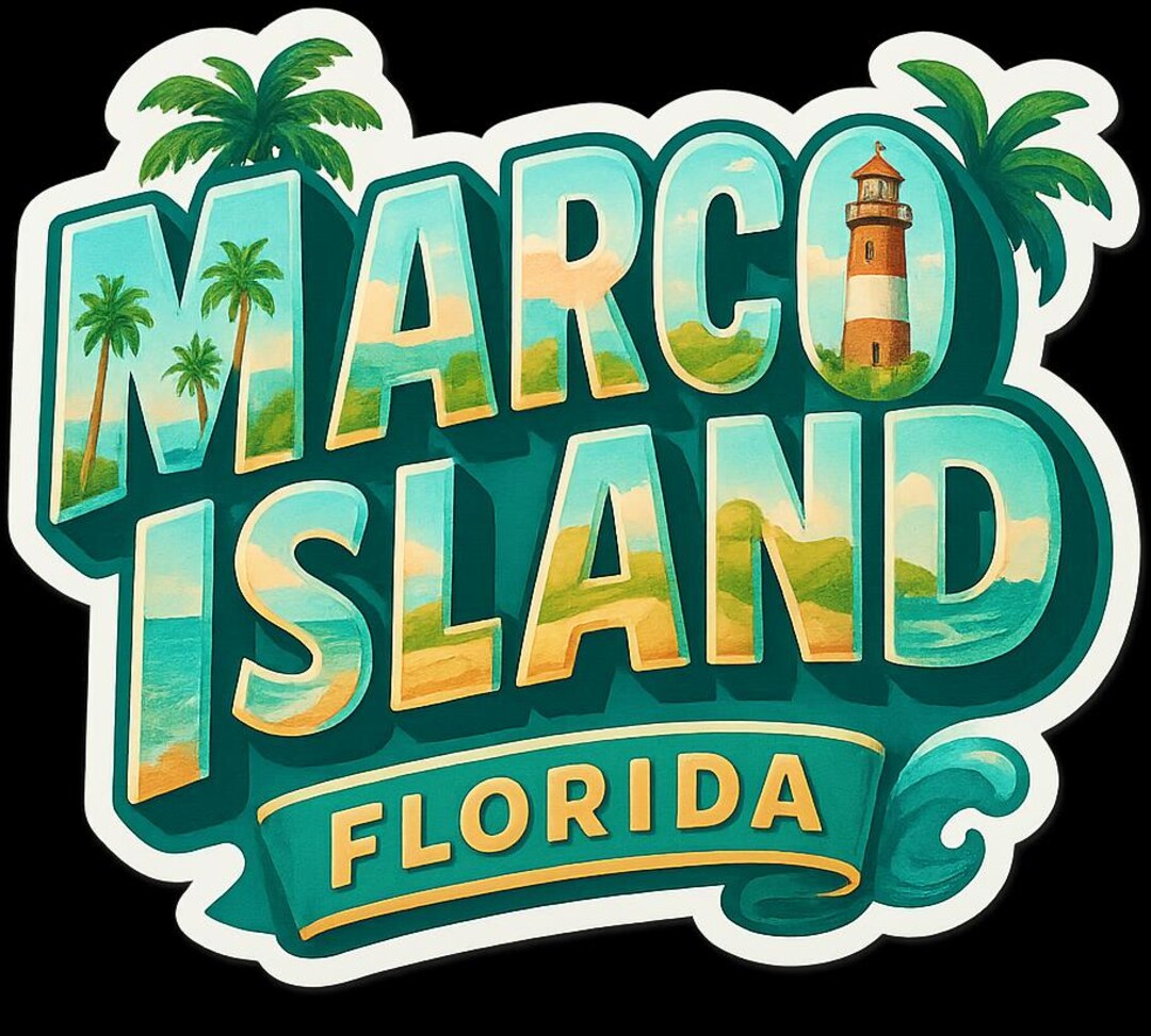 Marco Island Florida Souvenir Sticker - Regular Vinyl or Holographic ...