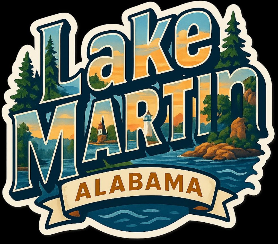 Lake Martin Alabama Souvenir Sticker - Regular Vinyl or Holographic ...