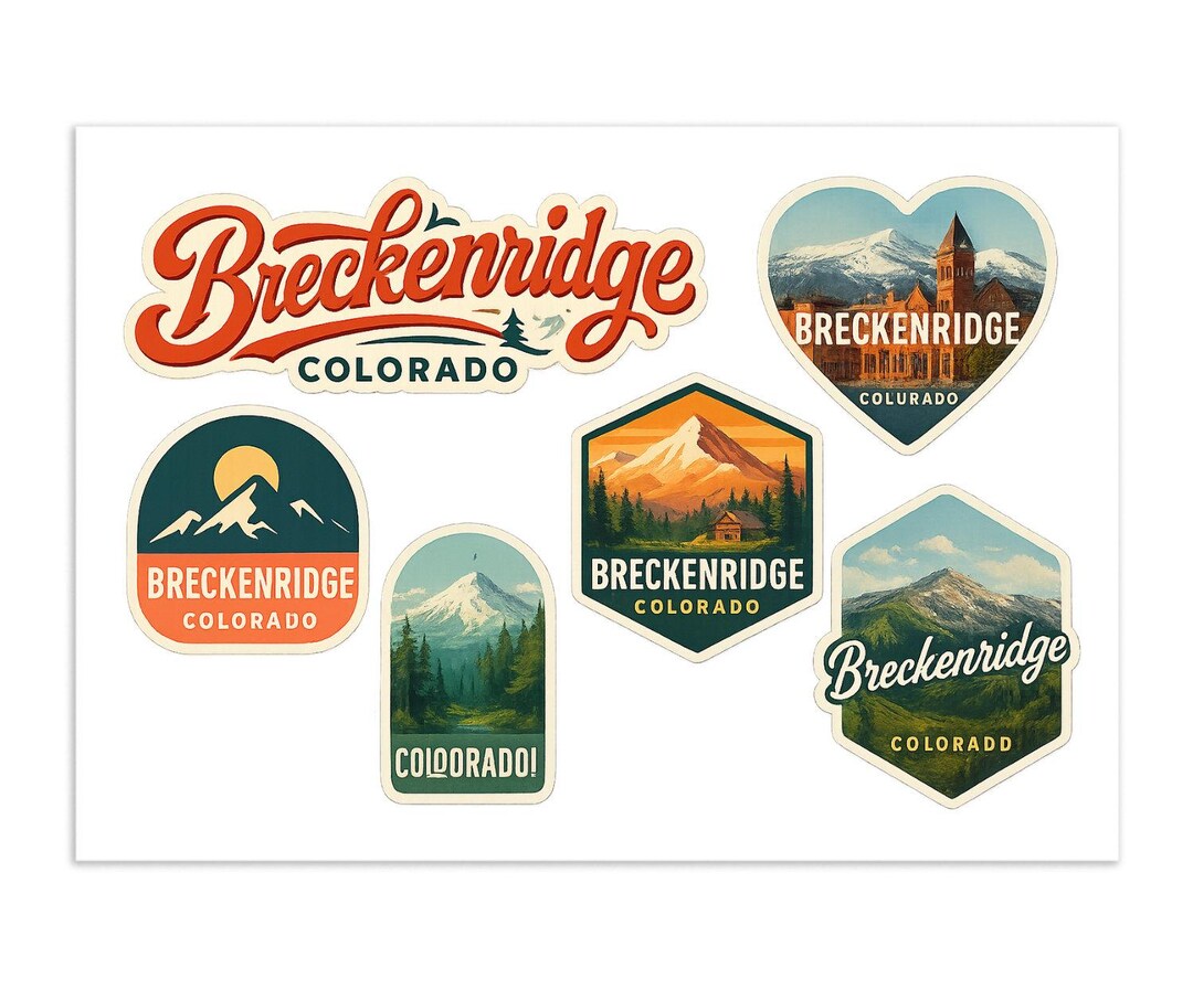Breckenridge Colorado Sticker Sheet – Vintage Travel Decals, Mountain ...