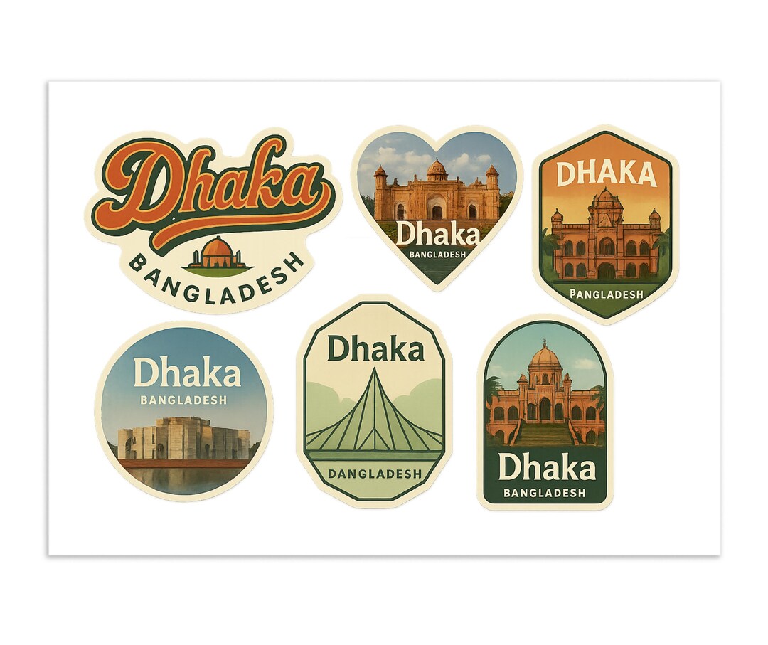 Dhaka Bangladesh Sticker Sheet - 6 Travel Souvenir Stickers Featuring ...