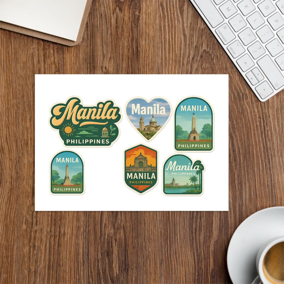 Manila Philippines Sticker Sheet - 6 Vintage Travel Stickers Featuring ...