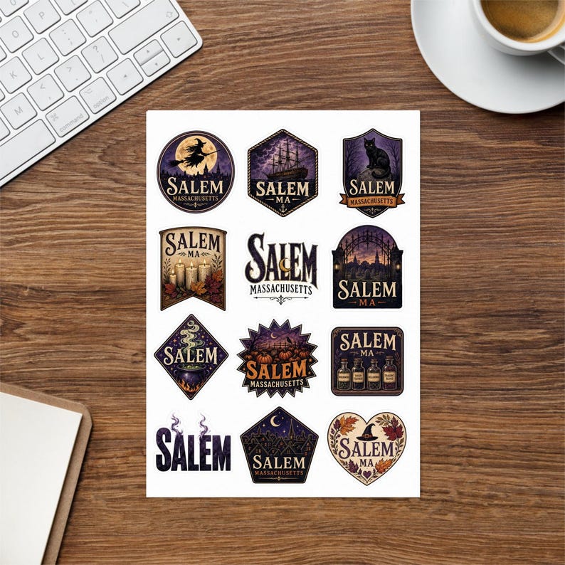 Salem Massachusetts Sticker Sheet: Gothic Autumn Designs (12-pack) - Etsy