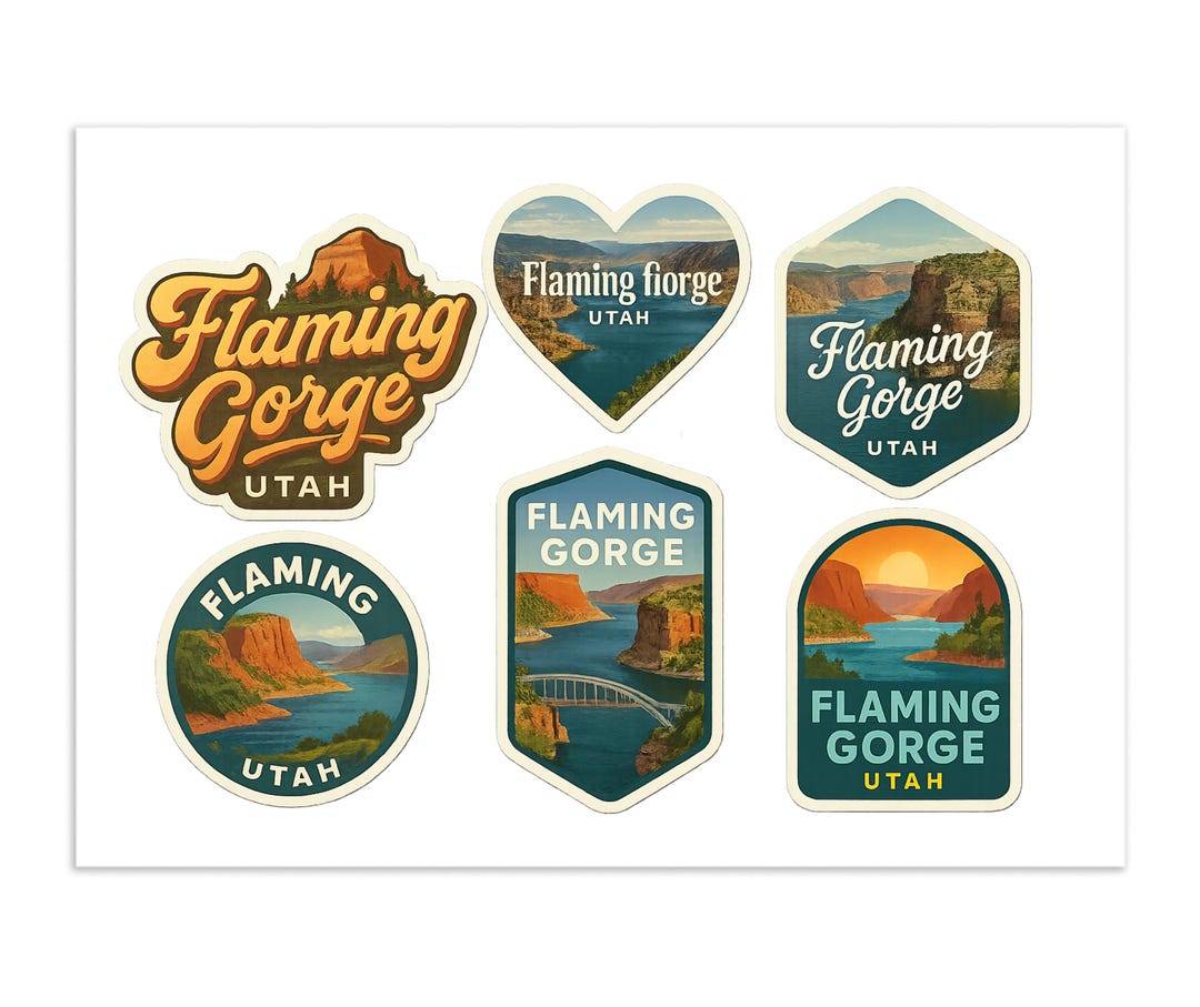Flaming Gorge Utah Sticker Sheet: Travel Decals (set of 5) - Etsy