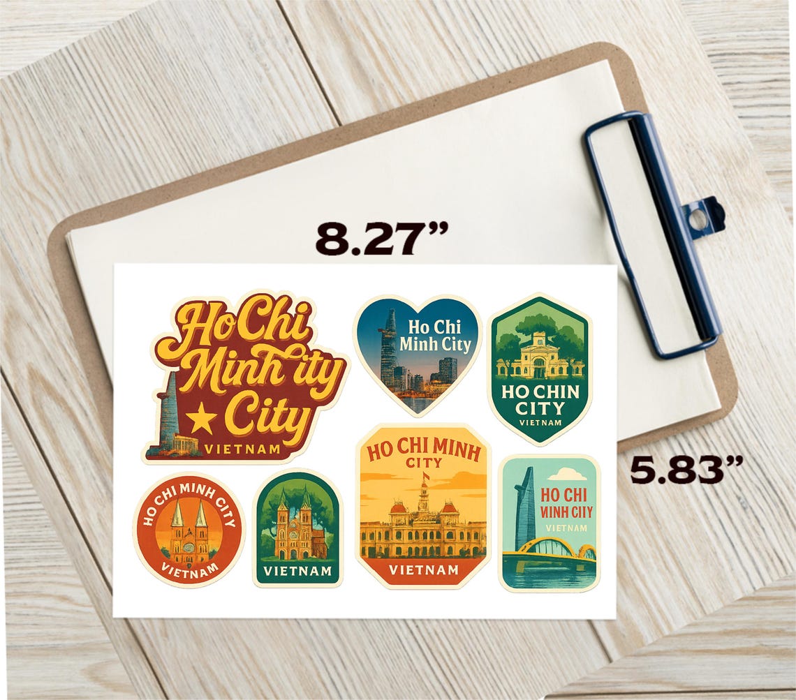 Ho Chi Minh City Vinyl Sticker Sheet: Vietnam Travel Decals - Etsy