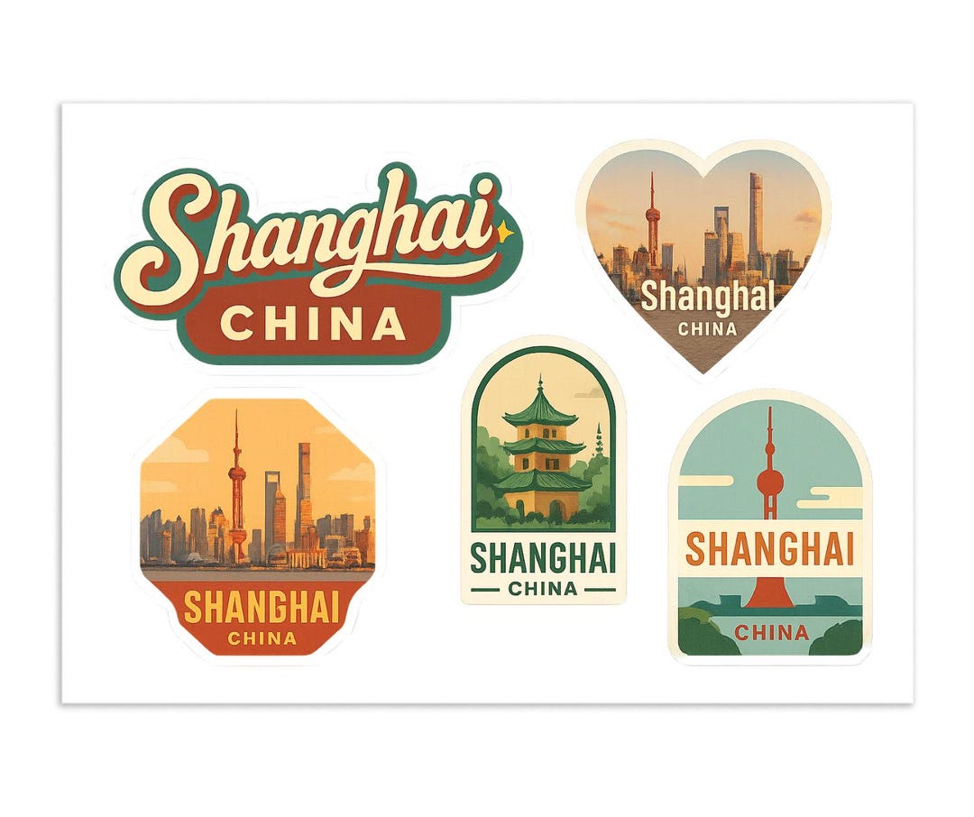 Shanghai Travel Sticker Set – China Skyline Souvenir Stickers - Etsy