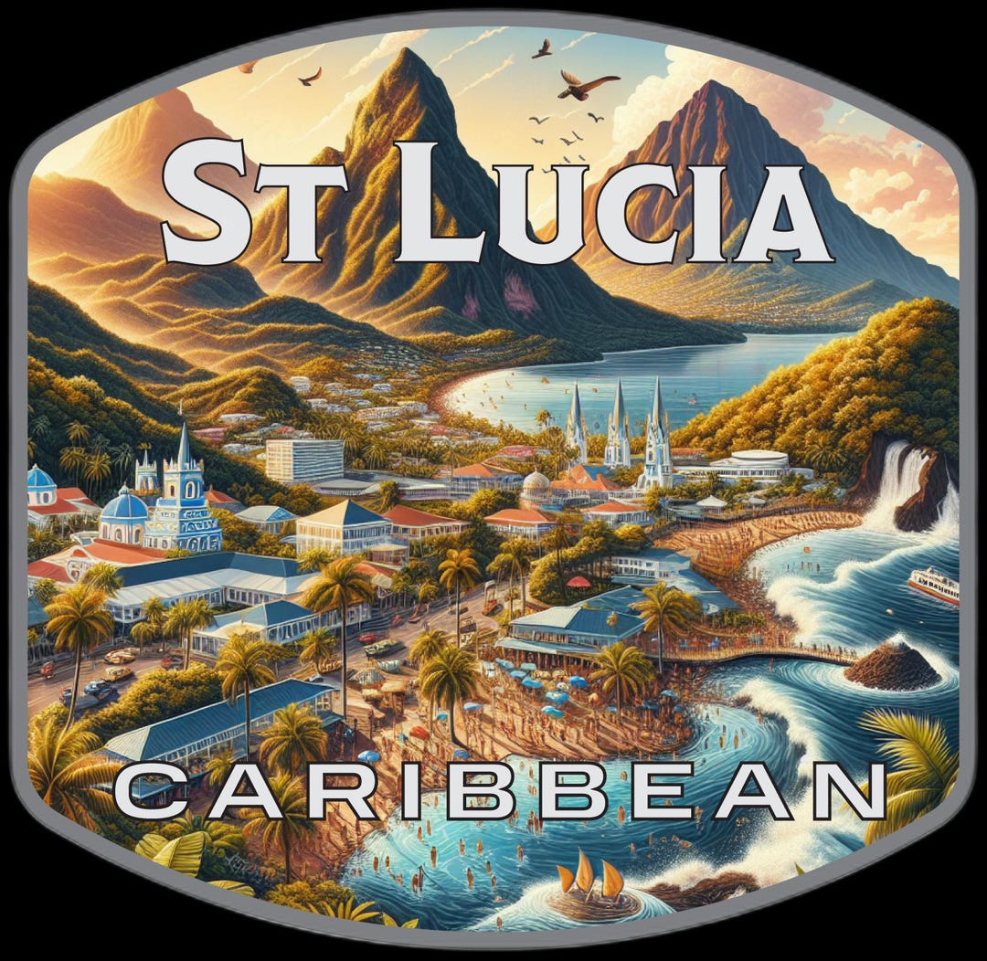 St Lucia Caribbean Souvenir Vinyl Bubble Free Souvenir Kiss-cut Sticker ...