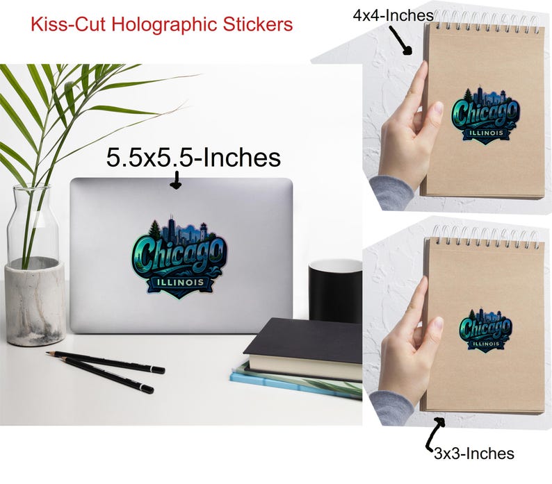 Chicago Illinois Souvenir Sticker - Regular Vinyl or Holographic ...