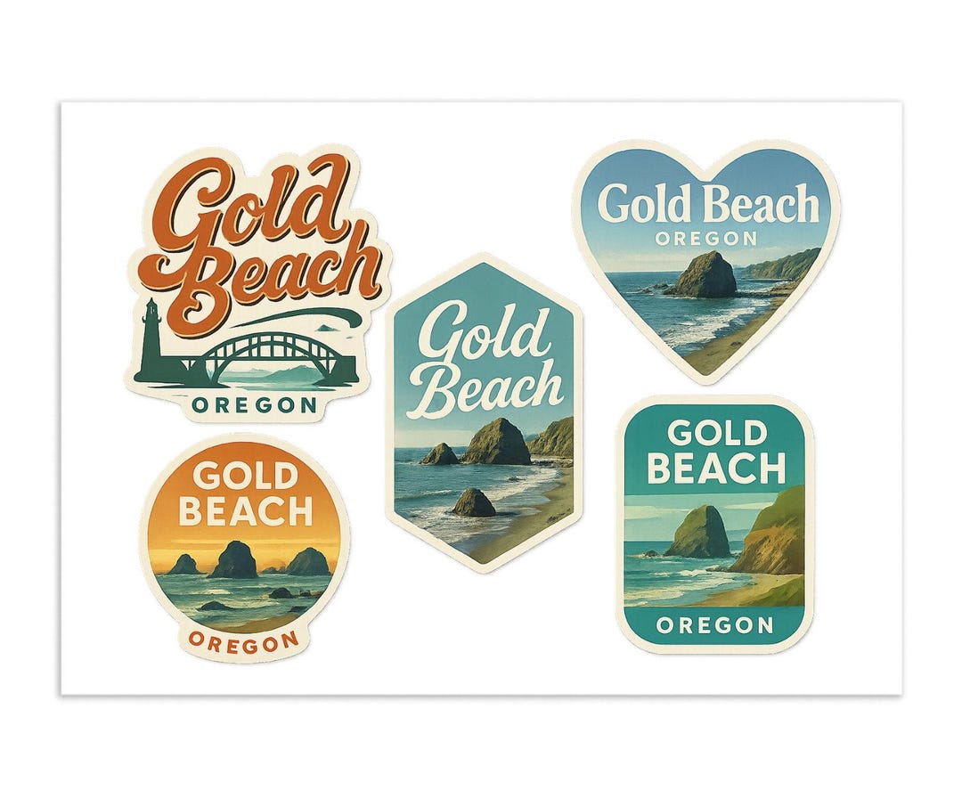 Gold Beach Oregon Sticker Sheet – Coastal Travel Stickers - Etsy
