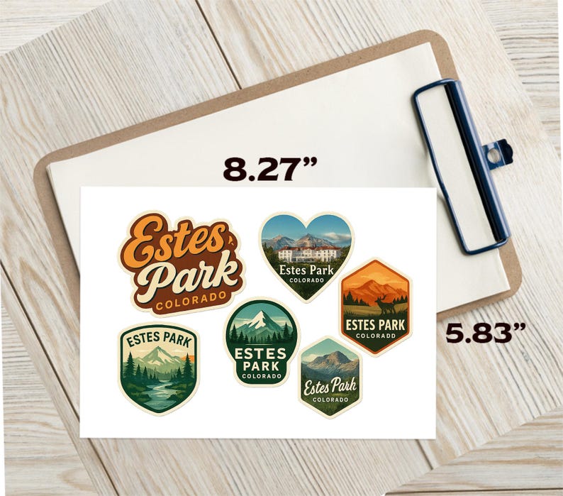 Estes Park Colorado Sticker Sheet - 6 Vintage Travel Stickers Rocky ...