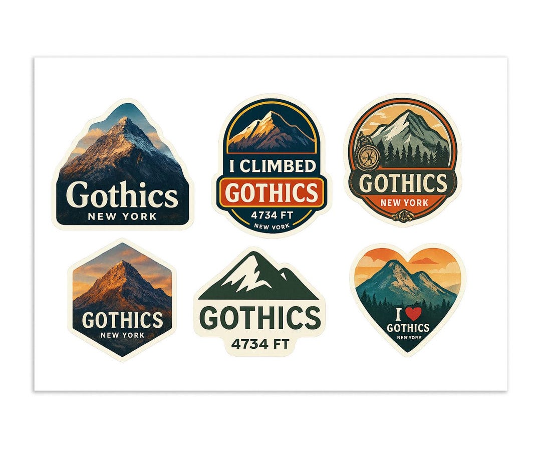 Gothics Sticker Sheet - 6 Summit Hiking Vinyl Stickers - Mountain ...