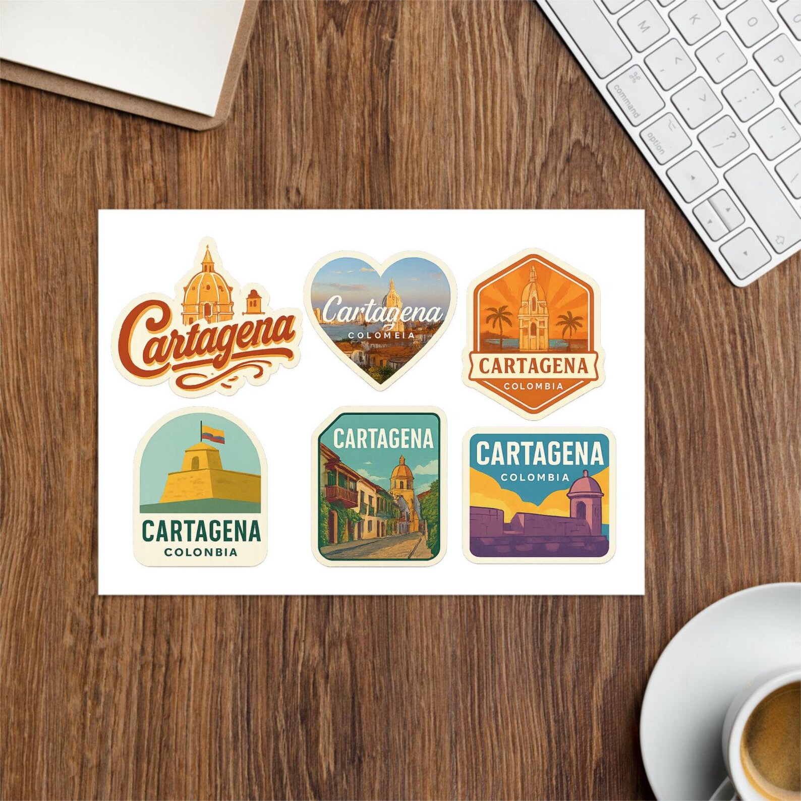 Cartagena Colombia Sticker Sheet - 6 Travel Souvenir Decals Featuring ...