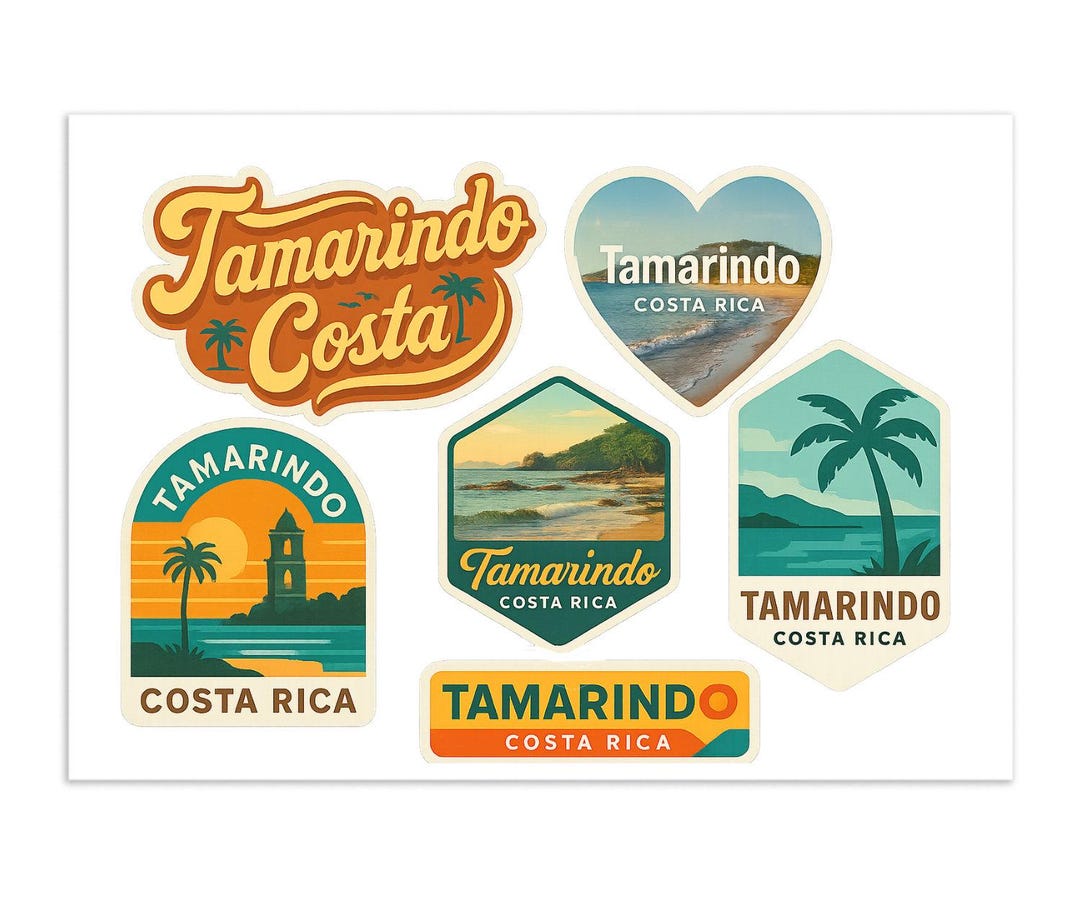 Tamarindo Costa Rica Sticker Sheet - 6 Premium Travel Souvenir Stickers ...