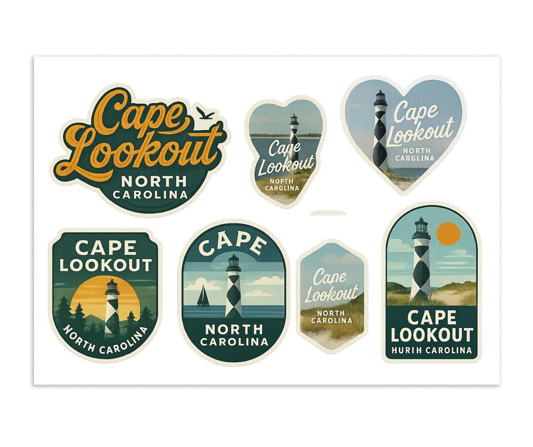 Cape Lookout North Carolina Sticker Sheet - 7 Lighthouse Travel ...