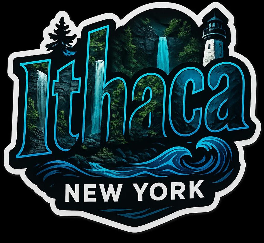 Ithaca New York Sticker – Waterfall & Lighthouse Souvenir Decal - Etsy