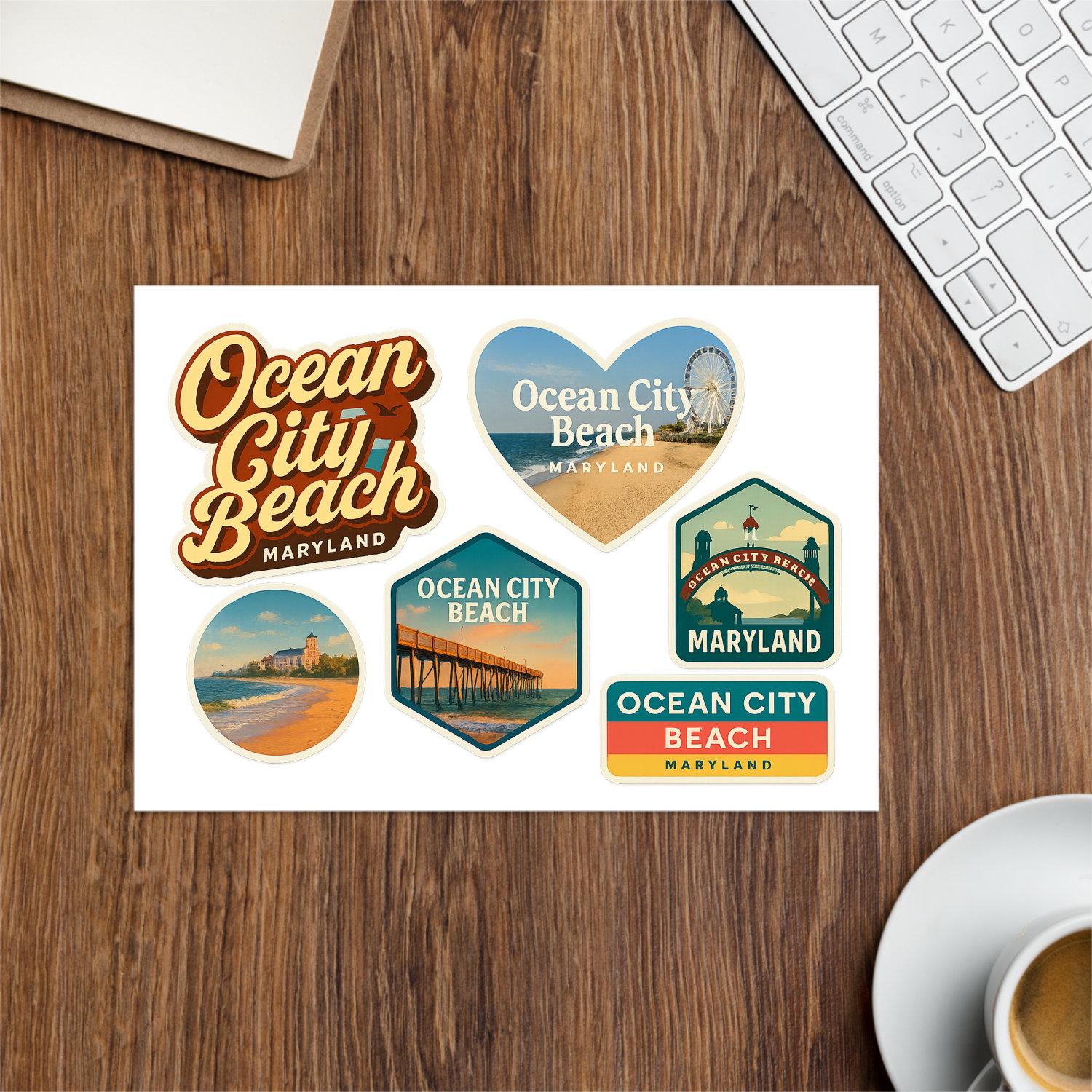 Ocean City Maryland Sticker Sheet – Beach Boardwalk Souvenir Decals - Etsy