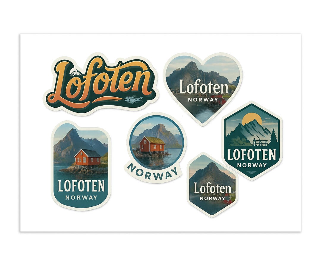 Lofoten Norway Sticker Sheet - 6 Premium Travel Decals Featuring Scenic ...