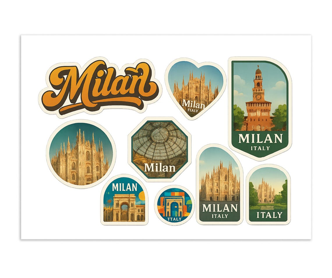 Milan Italy Sticker Sheet: Travel Souvenir Stickers - Etsy