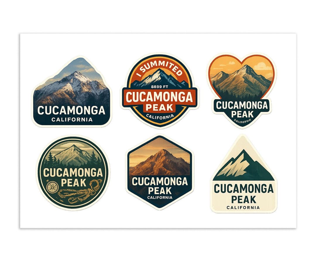 Cucamonga Peak Sticker Sheet - 6 Summit Hiking Vinyl Stickers ...
