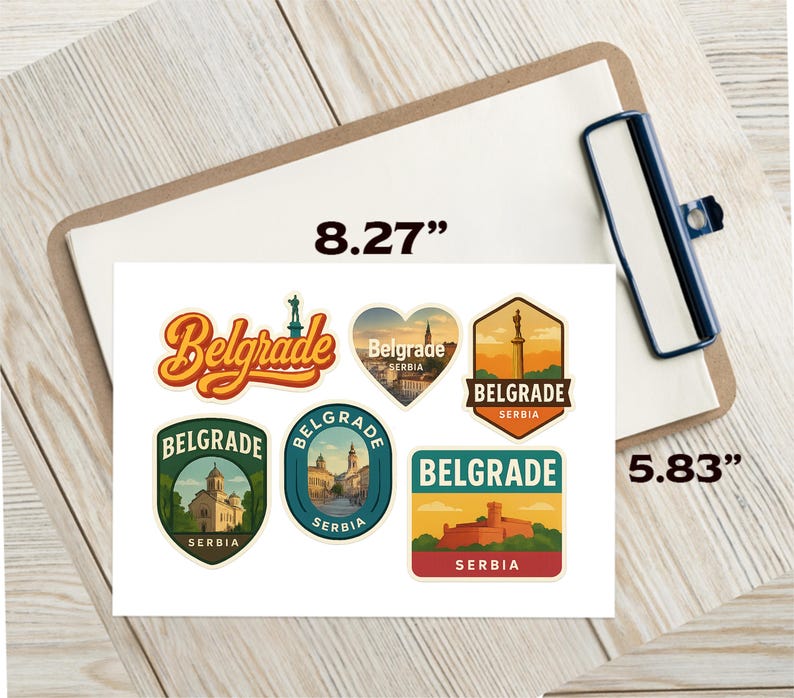 Belgrade Serbia Sticker Sheet - 6 Pack Travel Souvenir Stickers With ...