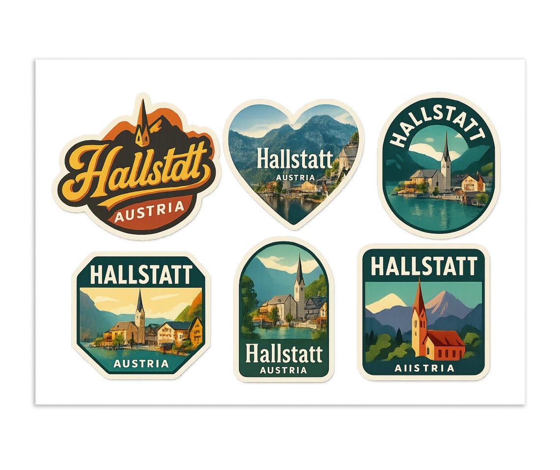 Hallstatt Austria Sticker Sheet: Vintage Travel Stickers - Etsy