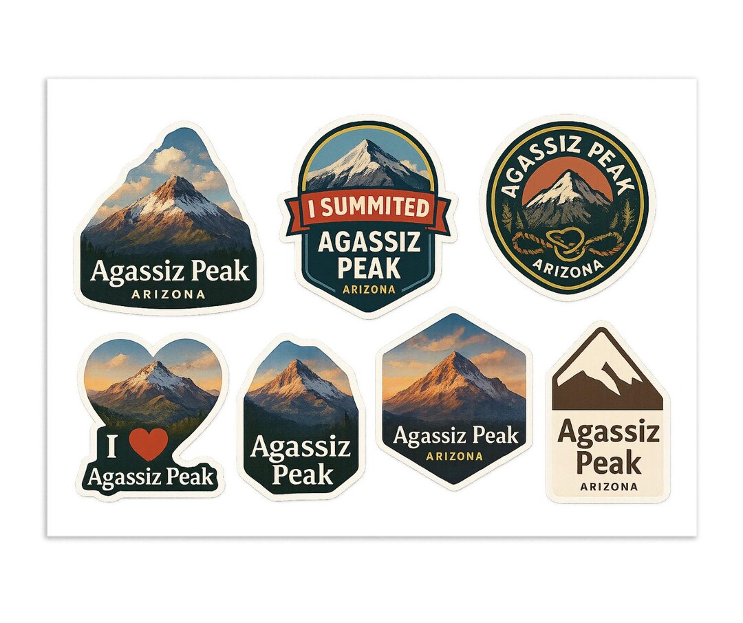 Agassiz Peak Arizona Sticker Sheet - 7 Mountain Hiking Summit Vinyl ...