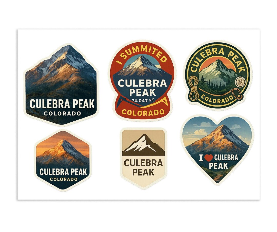 Culebra Peak Sticker Sheet - 6 Summit Hiking Vinyl Stickers - Mountain ...