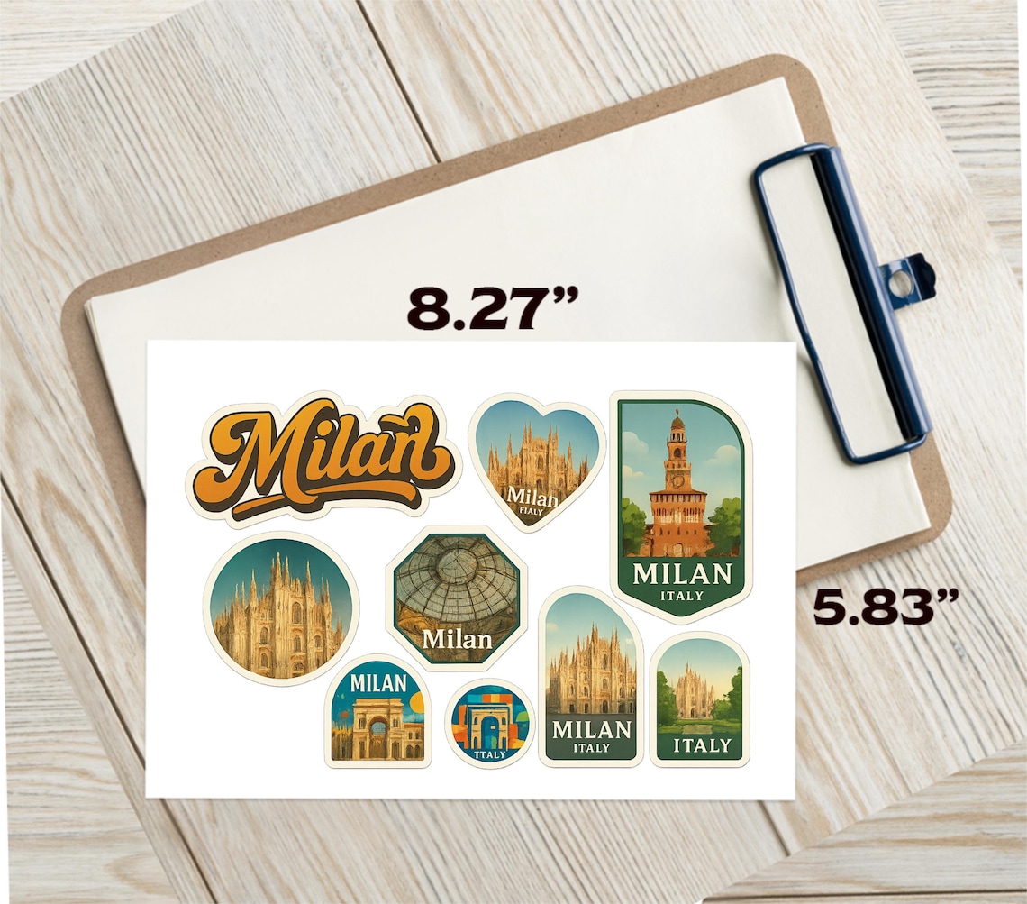 Milan Italy Sticker Sheet: Travel Souvenir Stickers - Etsy