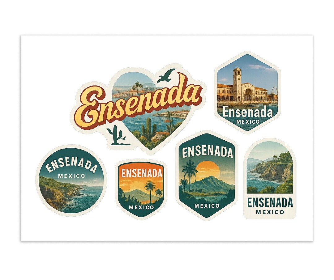 Ensenada Mexico Sticker Sheet - 6 Travel Souvenir Stickers Featuring ...