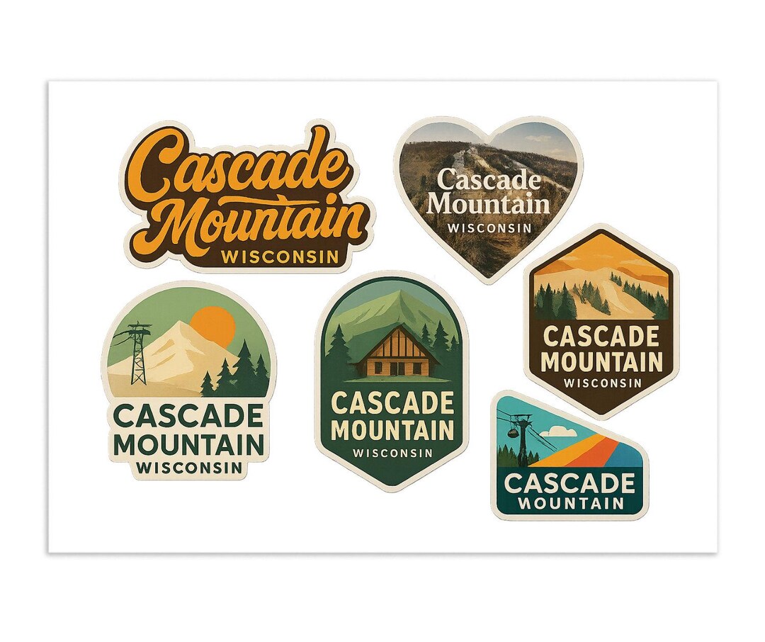 Cascade Mountain Wisconsin Sticker Sheet - 6 Pack Travel Souvenir ...