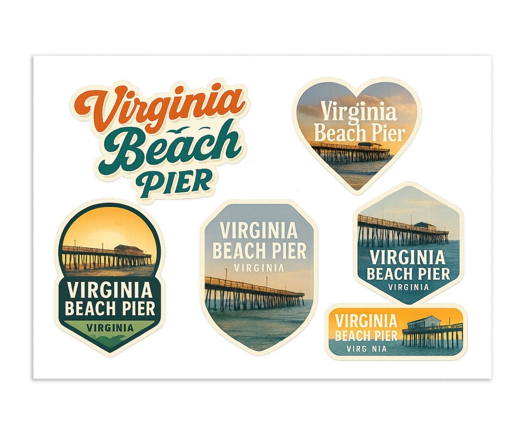 Virginia Beach Pier Sticker Sheet – Travel Souvenir Decals - Etsy