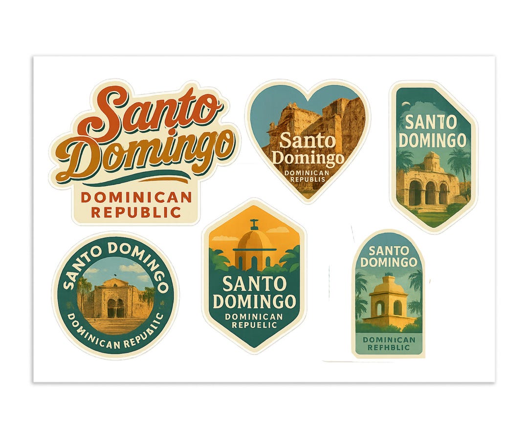 Santo Domingo Sticker Sheet – Vintage Dominican Republic Travel ...