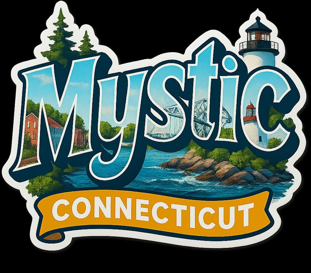 Mystic Connecticut Souvenir Sticker - Regular Vinyl or Holographic ...