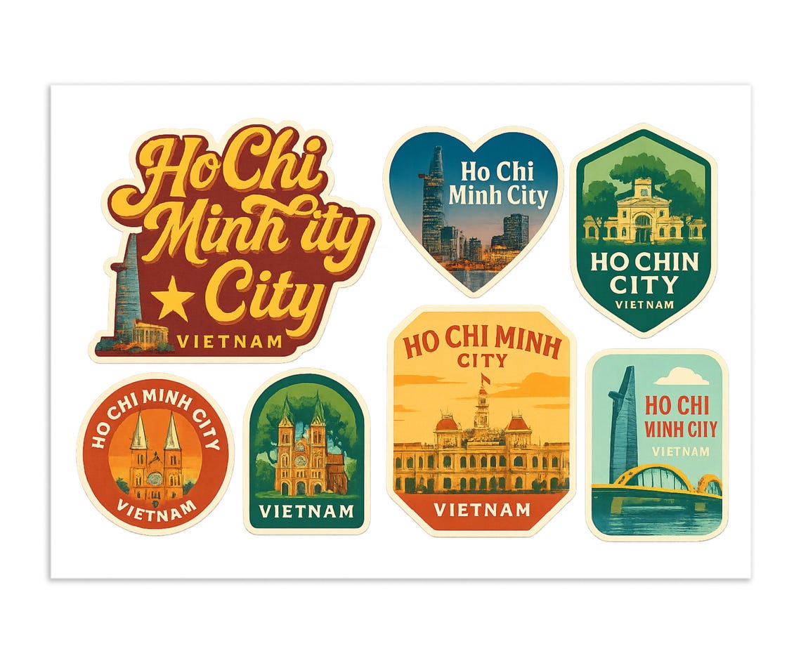 Ho Chi Minh City Vinyl Sticker Sheet: Vietnam Travel Decals - Etsy