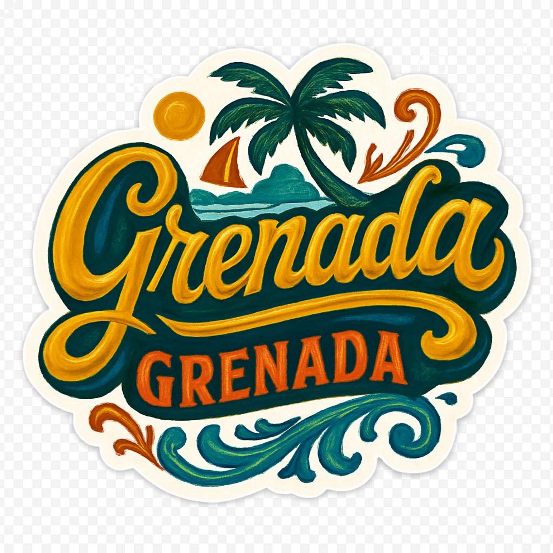 Grenada Grenada Sticker Magnet Travel Souvenir Gift Decor Vinyl Die Cut ...