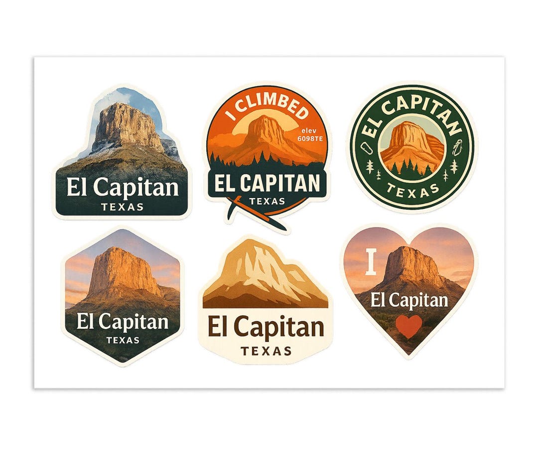 El Capitan Texas Vinyl Sticker Sheet – Mountain Climbing Decals - Etsy