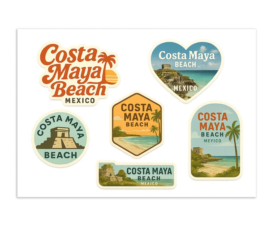 Costa Maya Mexico Sticker Sheet – Tropical Beach & Mayan Ruins - Etsy