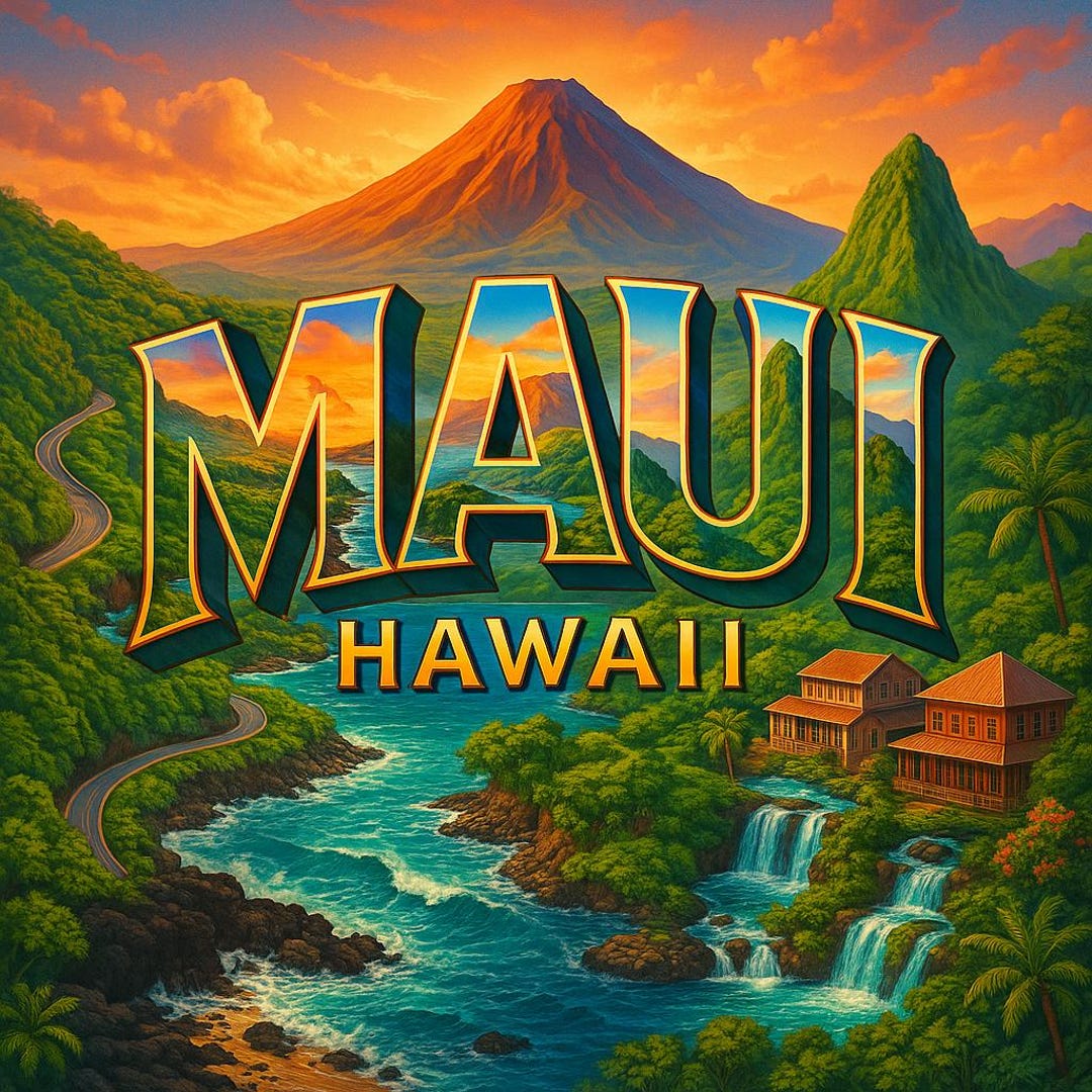 Maui Hawaii Car Magnet - Tropical Island Volcano Landscape Souvenir ...