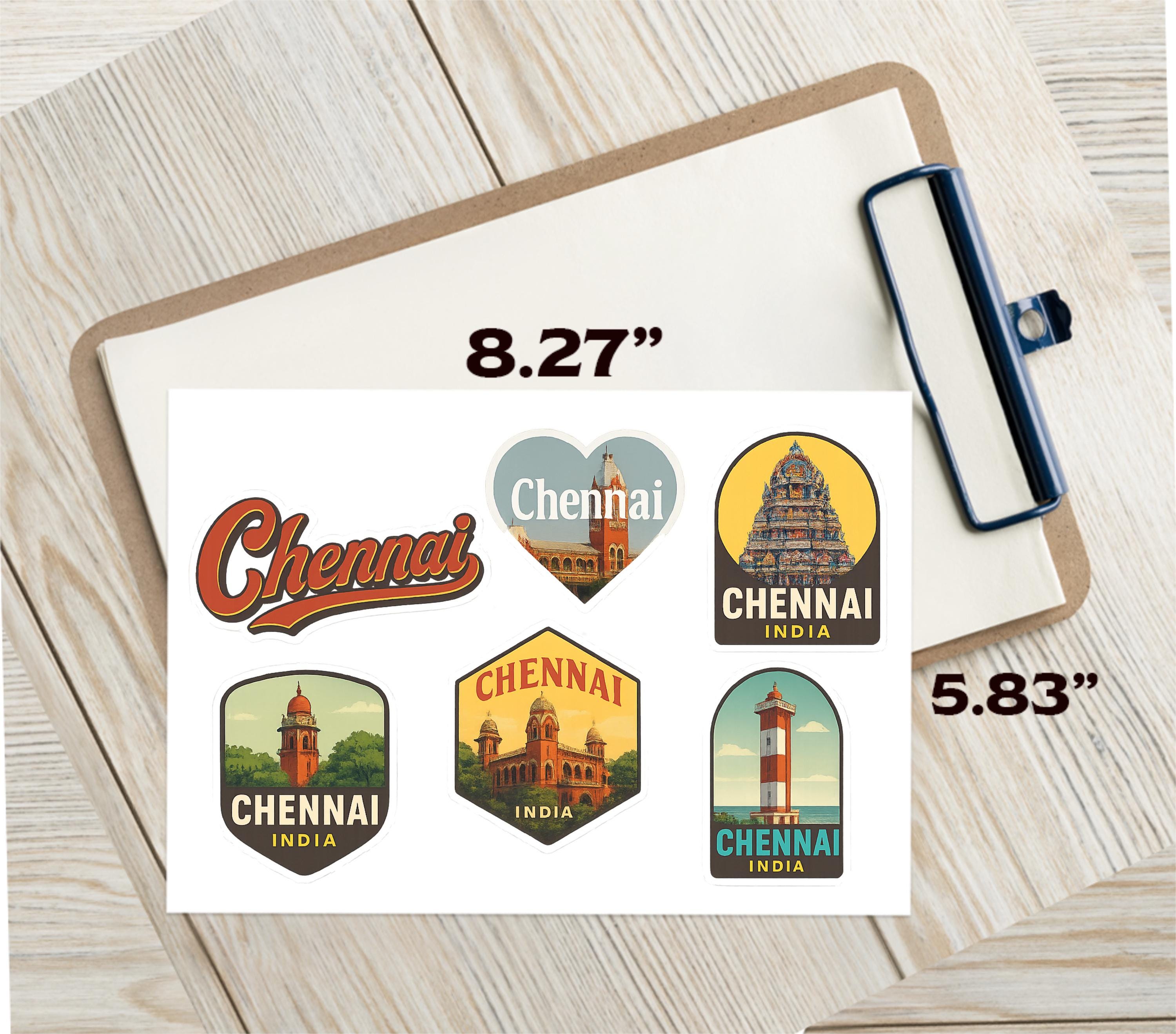 Chennai India Travel Stickers: Historic Landmarks Souvenir (6-piece) - Etsy