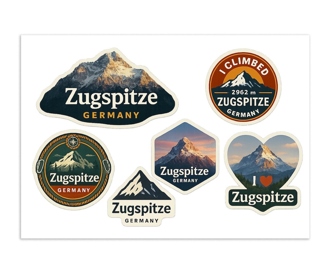 Zugspitze Sticker Sheet - 6 Summit Hiking Vinyl Stickers - Mountain ...