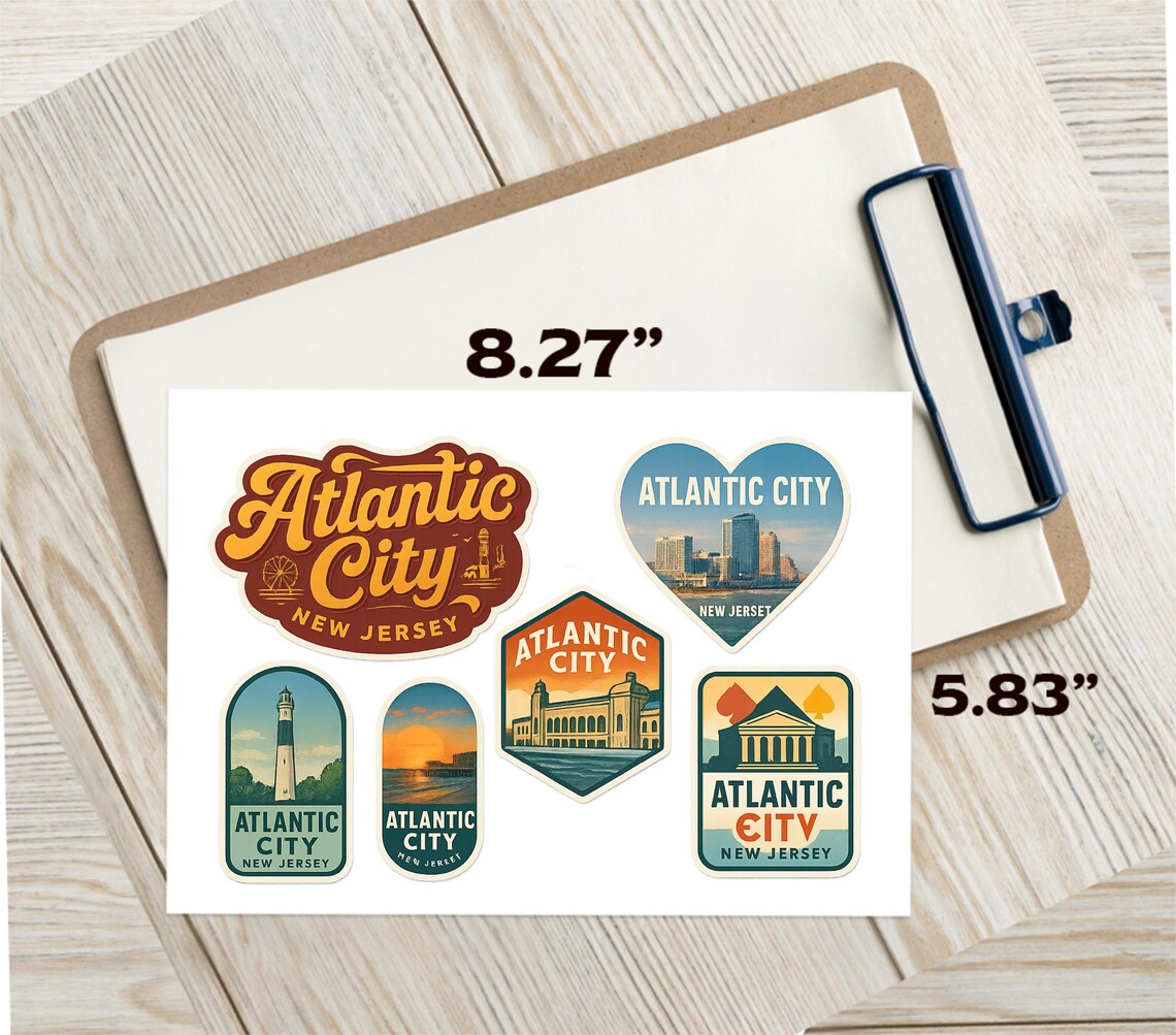 Atlantic City Sticker Sheet: Vintage Travel Souvenir Decals - Etsy