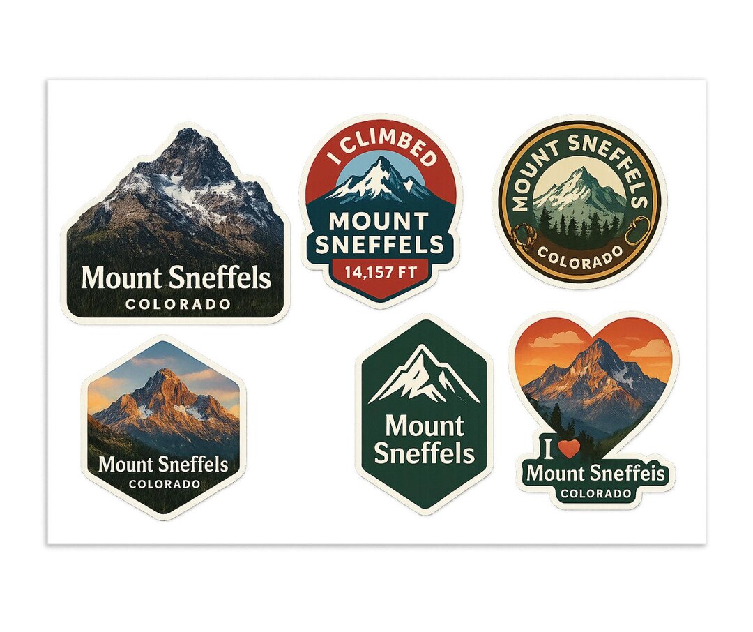 Mount Sneffels Sticker Sheet - 6 Summit Hiking Vinyl Stickers ...