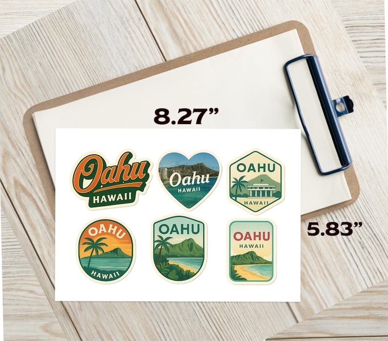 Oahu Hawaii Sticker Sheet: Vintage Travel Decals - Etsy
