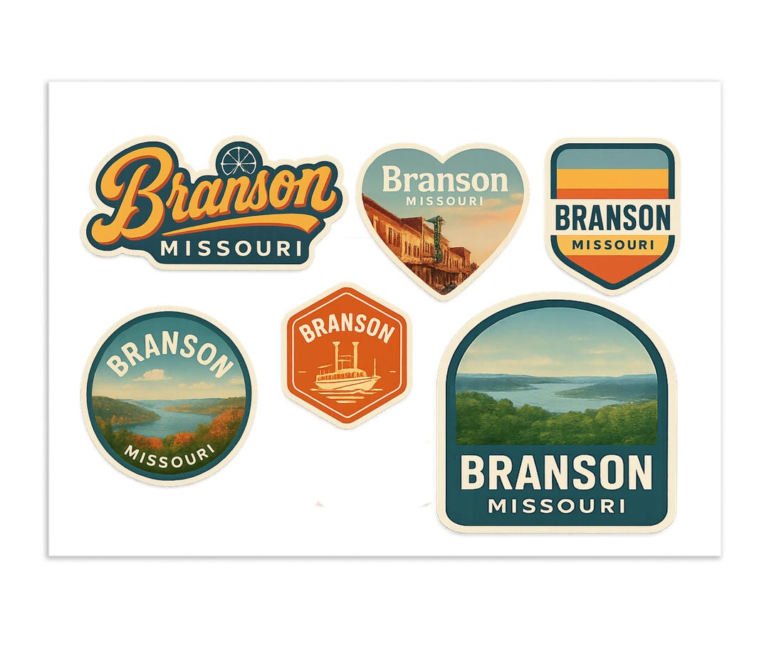 Branson Missouri Sticker Sheet: Vintage Travel Decals - Etsy