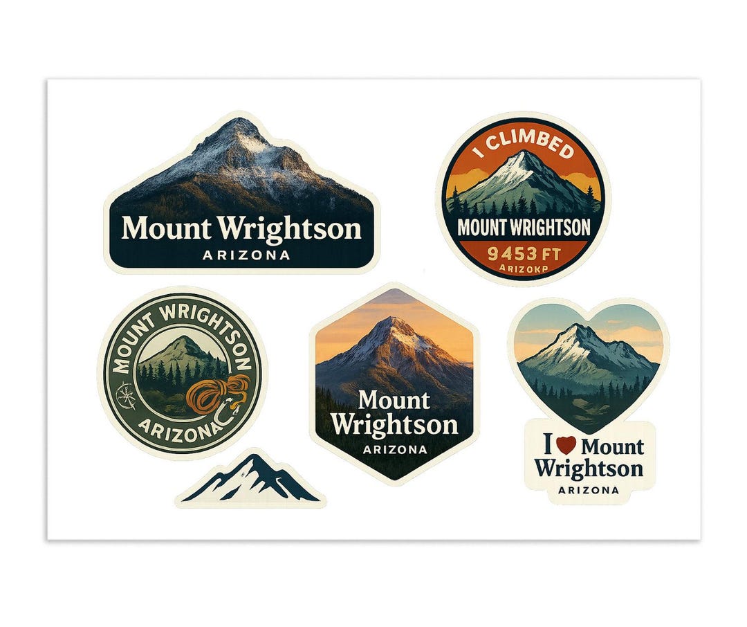 Mount Wrightson Sticker Sheet - 6 Summit Hiking Vinyl Stickers ...