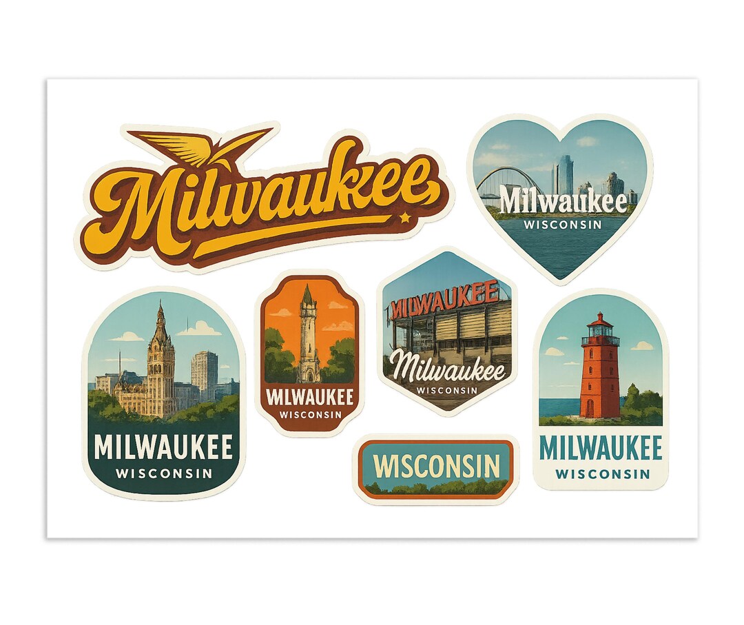 Milwaukee Wisconsin Sticker Sheet - 6 Travel Souvenir Stickers ...