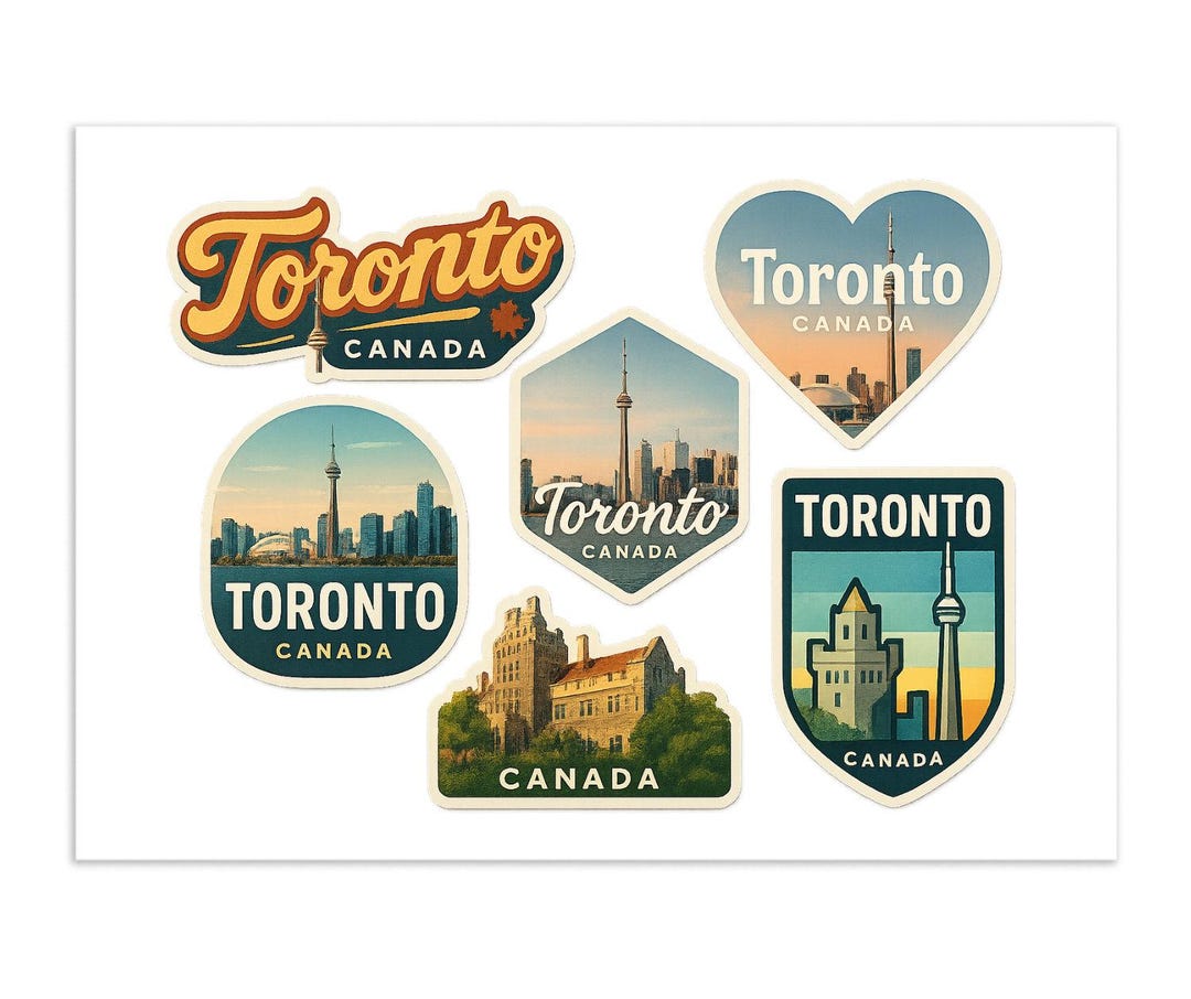Toronto Canada Sticker Sheet - 6 Vintage Travel Stickers Featuring CN ...