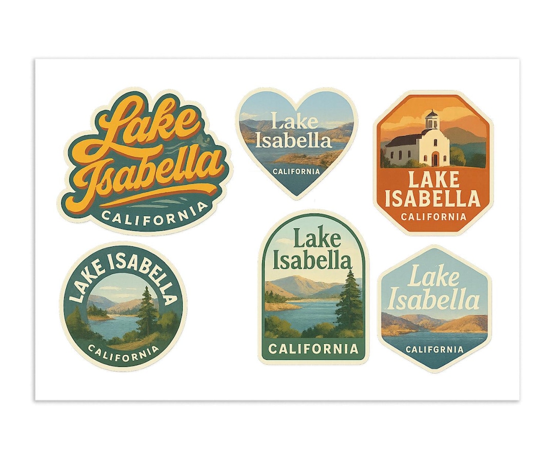 Lake Isabella California Sticker Sheet - 6 Vintage Travel Decals ...