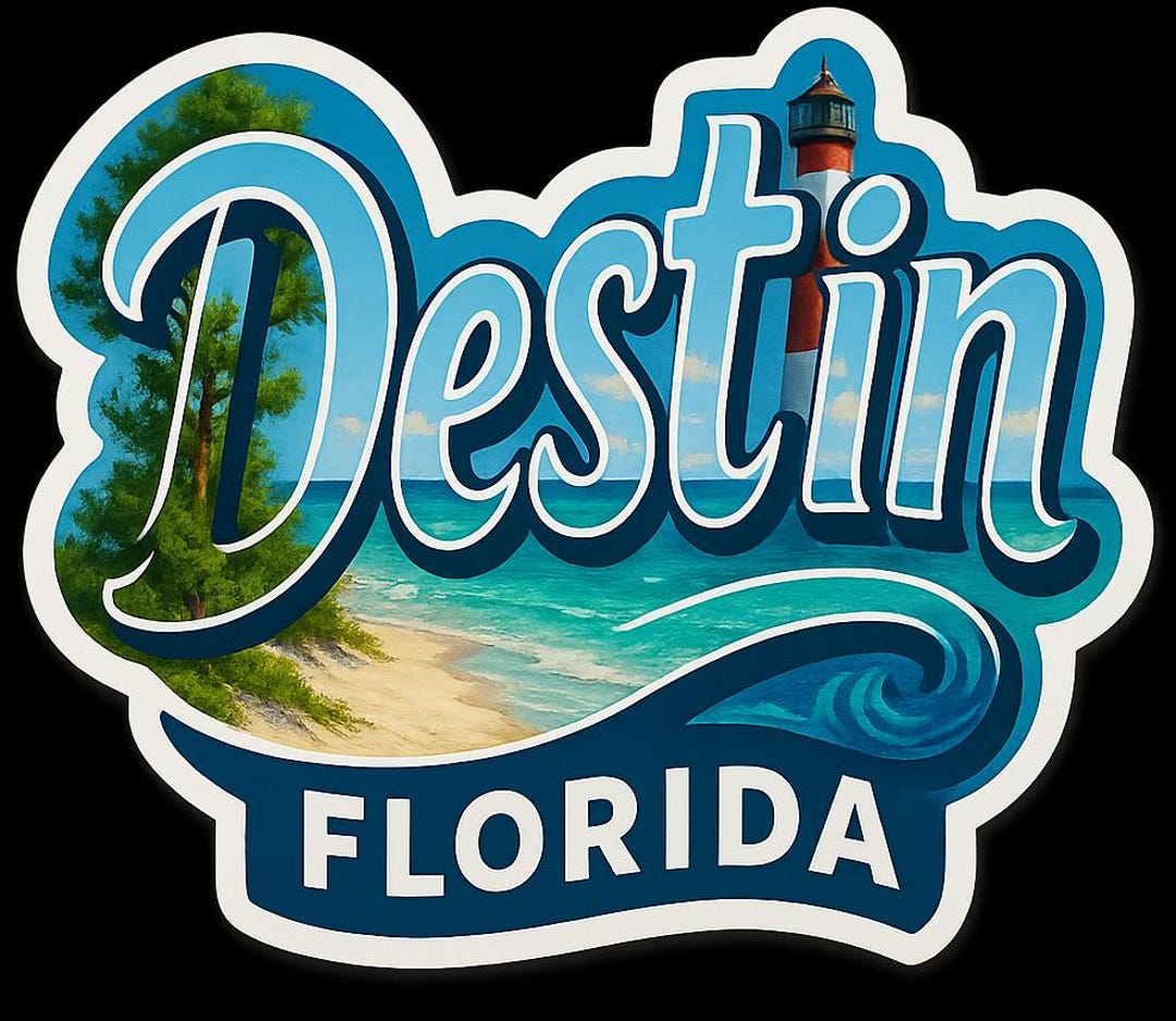 Destin Florida Souvenir Sticker - Regular Vinyl or Holographic - Beach ...