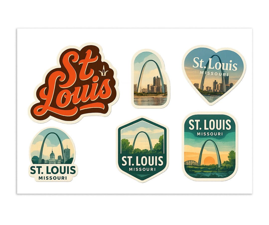 St. Louis Sticker Sheet – Gateway Arch Travel Decals (6-pack Souvenir ...